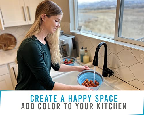 Say Goodbye to Clunky Colanders: 2-Piece Silicone Collapsible Colander Set by Comfify™- Compact, Convenient, and Ideal for Any Kitchen