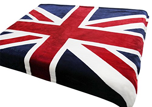 Soft Flannel Union Jack Fleece Blanket British Flag Bed Sofa Blanket Couch Cover Warm Air Conditioning Throw Comfy Throw Quilt Blanket Bedspread for Bedroom Living Rooms Oversized Travel Throw,59"x79"