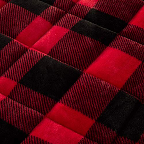 Dearfoams Super Soft Red Buffalo Plaid Weighted Blanket, 15 lbs, 48"x72"