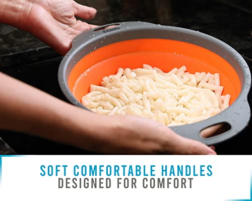 Say Goodbye to Clunky Colanders: 2-Piece Silicone Collapsible Colander Set by Comfify™- Compact, Convenient, and Ideal for Any Kitchen