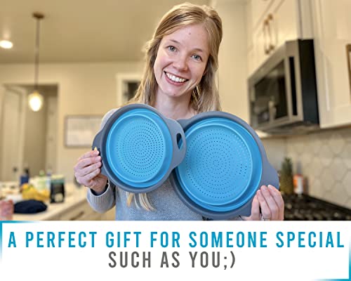 Say Goodbye to Clunky Colanders: 2-Piece Silicone Collapsible Colander Set by Comfify™- Compact, Convenient, and Ideal for Any Kitchen