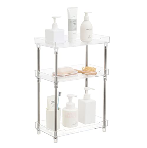 DYNSL Shower Caddy Countertop Acrylic Bathroom Organizer Trays, 3 Tier Standing Bathroom Holder Kitchen Storage Rack for Counter, Shelf for Bathroom, Desktop Makeup Organizer, Office
