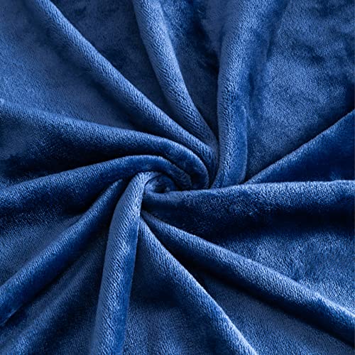 DOSSAC Fleece Blankets King Size for All Season 350GSM Luxury Lightweight Anti-Static Fuzzy Soft Microfiber Blanket for Bed, Sofa, Couch, Travel, Camping (Navy Blue King)