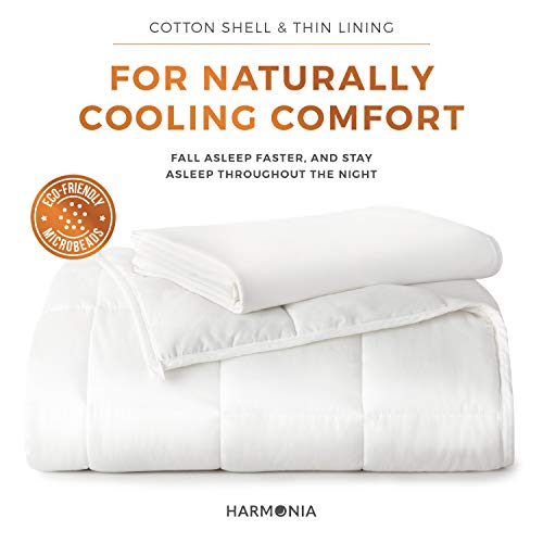 Harmonia Blanket 20 lbs :: Cotton Shell, Glass Bead Fill, 60" x 80", White + Duvet Cover, Weighted Blanket Adult 20 lbs