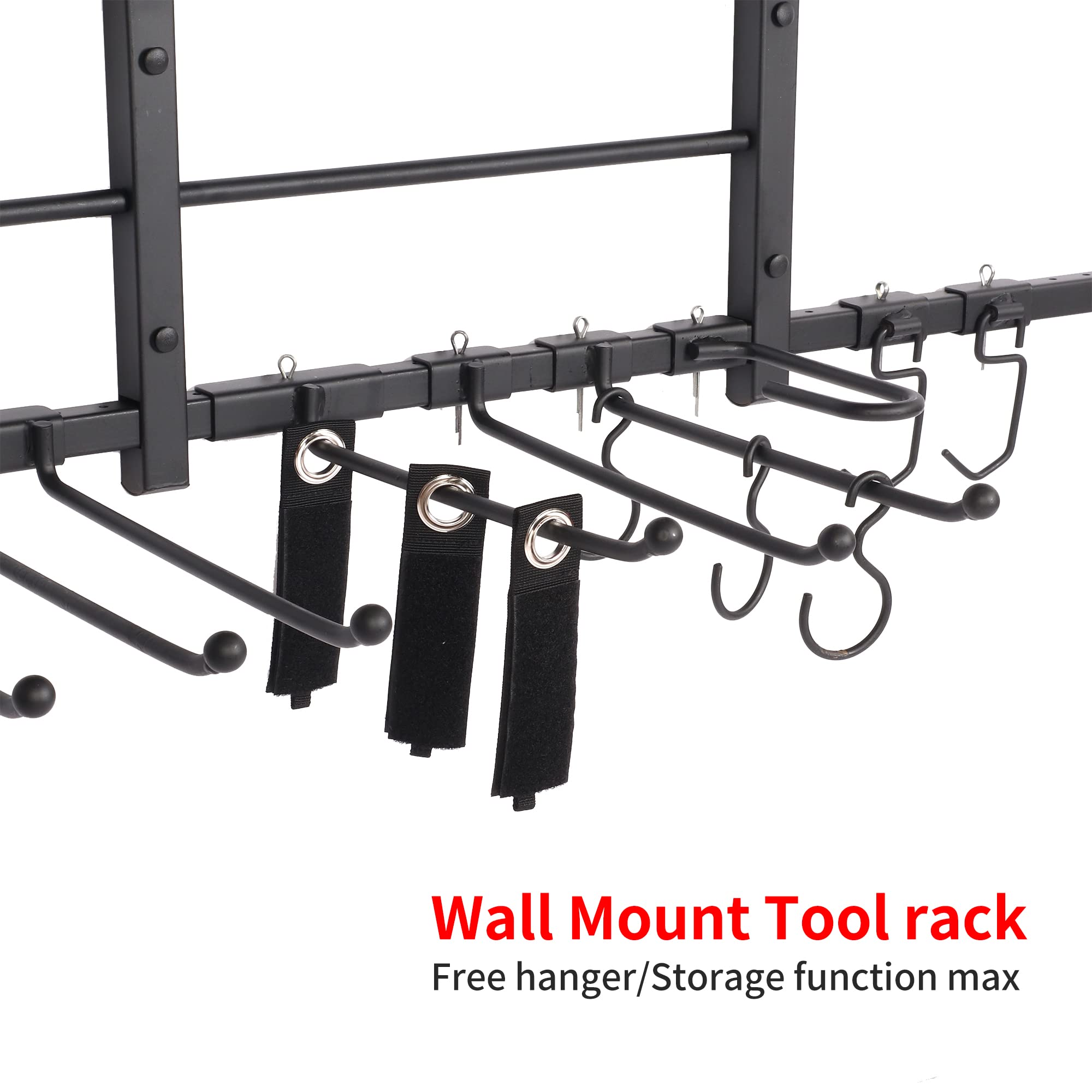 lukar Garage Tool Organizer Wall Mount, Adjustable Garage Tool Storage Rack, Garden Tool Storage Rack with 6 Hooks, Max 290 lbs Garage Storage for Garden Tools,Chair, Broom,Shovels, Trimmers.