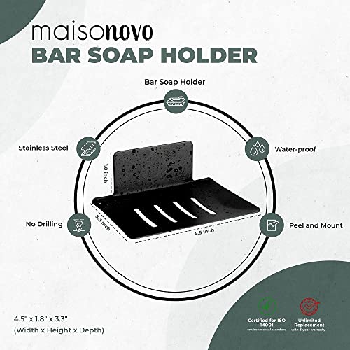 MaisoNovo Shampoo Dispenser for Shower Wall 2 Chamber, Soap Holder for Shower Wall, Self-Adhesive Wall Mount Toothbrush Holder, (2 Bottles, 2 Razor Holders, 1 soap Holder)