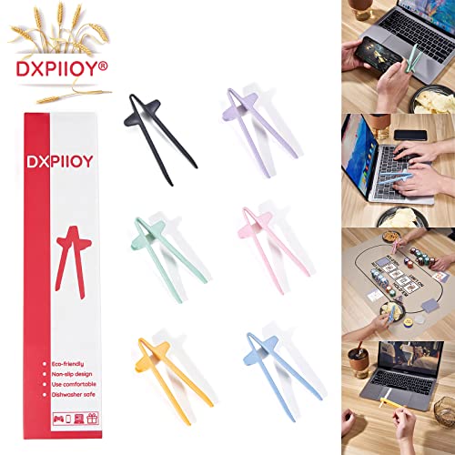 DXPIIOY® 6PCS Wheat Straw Fiber Finger Chopsticks,Hands-free Chips Snack Clip For Gamers Snacktime,Fun Gifts For Friends, Finger Tongs ,Cell Phones Accessories,Lazy Game Tool(Multiair)