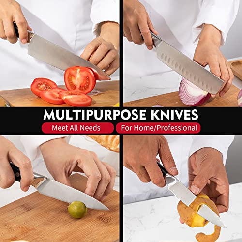 lemsper Professional Chef's Knife Set 5PCS - 3.5-8 Inch Set Kitchen Knives with Magnetic Knife Strip,5Cr15Mov German Carbon Stainless Steel Sharp Knives Set for Kitchen with Gift Box