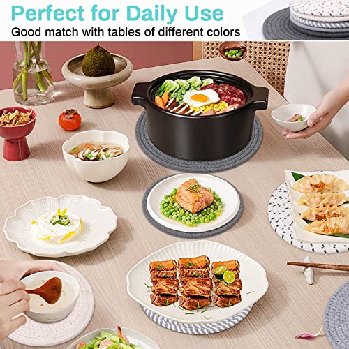 Trivets for Hot Dishes, 6 Pieces Pot Holders for Kitchen, 100% Cotton Woven Hot Pads for Kitchen, Trivets for Kitchen Heat Resistant, 11.8 Inches and 7 Inches