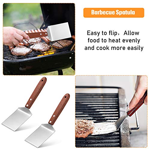 2 Pieces Small Brownie Cookie Spatula Metal Stainless Steel Spatula with Wooden Handle Heavy Duty Spatula for Kitchen Cooking Chef Baking Scraper Turner, 2.5 x 8.2 Inch1
