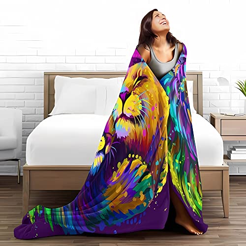 Zhung Ree Flannel Fleece Throw Blanket Lion Embraces Lioness Microfiber Durable Couch Blankets Home Decor Perfect for Bed and Sofa Super Soft Warm Blankets for All Season(60"x 50")