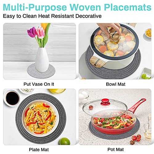 Trivets for Hot Dishes, 6 Pieces Pot Holders for Kitchen, 100% Cotton Woven Hot Pads for Kitchen, Trivets for Kitchen Heat Resistant, 11.8 Inches and 7 Inches