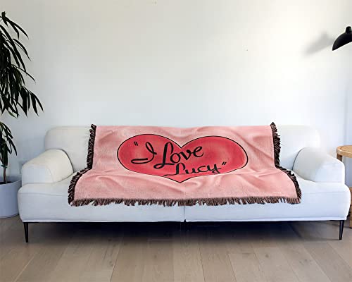 LOGOVISION I Love Lucy Blanket, 50"x60" 3D Logo Woven Tapestry Cotton Blend Fringed Throw