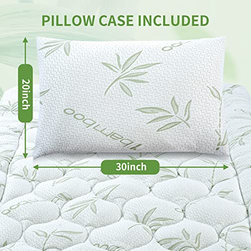 Bamboo Mattress Topper with 1 Pillow Protector, Side Pocket, Waterproof Mattress Protector, Cooling Extra Thick Breathable Mattress Pad Cover,8-21” Deep Pocket- Queen