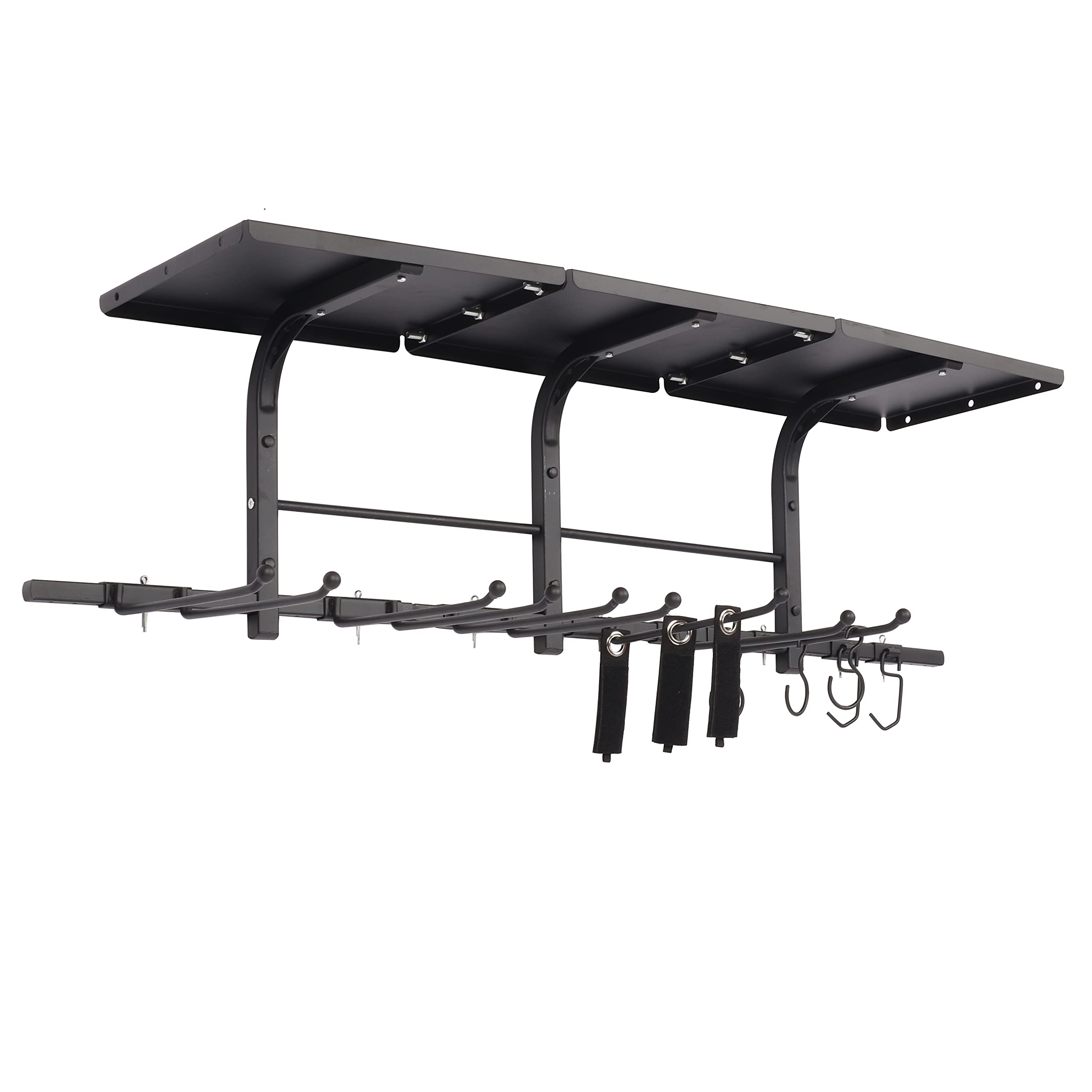 lukar Garage Tool Organizer Wall Mount, Adjustable Garage Tool Storage Rack, Garden Tool Storage Rack with 6 Hooks, Max 290 lbs Garage Storage for Garden Tools,Chair, Broom,Shovels, Trimmers.