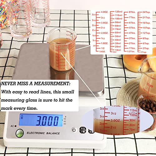 High Borosilicate Glass Measuring Cup Set-V-Shaped Spout,Includes 60ml(2OZ), 120ml(4OZ), and 250ml(8OZ) Glass Measuring Beaker for Kitchen or Restaurant, Easy to Read