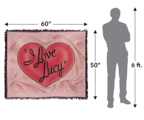 LOGOVISION I Love Lucy Blanket, 50"x60" 3D Logo Woven Tapestry Cotton Blend Fringed Throw
