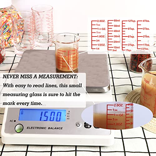High Borosilicate Glass Measuring Cup Set-V-Shaped Spout,Includes 60ml(2OZ), 120ml(4OZ), and 250ml(8OZ) Glass Measuring Beaker for Kitchen or Restaurant, Easy to Read