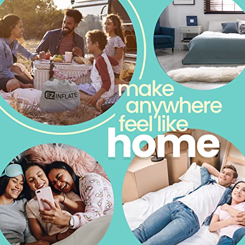 EZ INFLATE Air Mattress with Built in Pump - Twin Size Double-High Inflatable Mattress with Flocked Top - Easy Inflate, Waterproof, Portable Blow Up Bed for Camping & Travel