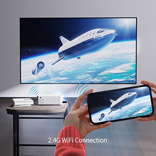 WiFi Bluetooth Projector with 12 inch Lightweight Tripod Stand, WEWATCH 8500L Portable Movie Projector for Home Outdoor, 1080P Video and 260" Display Supported, Use with TV Stick, HDMI, iOS, Android