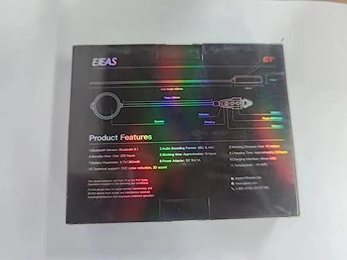 EJEAS E1+ Motorcycle Helmet Bluetooth 5.1 Headset, Hands-Free Motorcycle Bluetooth Communication System Headset with CVC Noise Reduction Function/3D Sound Effect/Automatic Answering