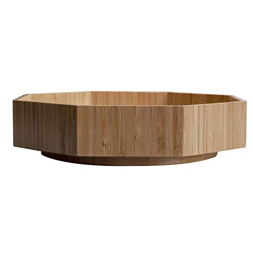 MobileVision Bamboo 360 Rotating Bathroom Toiletry & Cosmetic Spinning Tray for Countertops and Vanity with Lazy Susan Turntable, 10β Diameter with 2β Ledge
