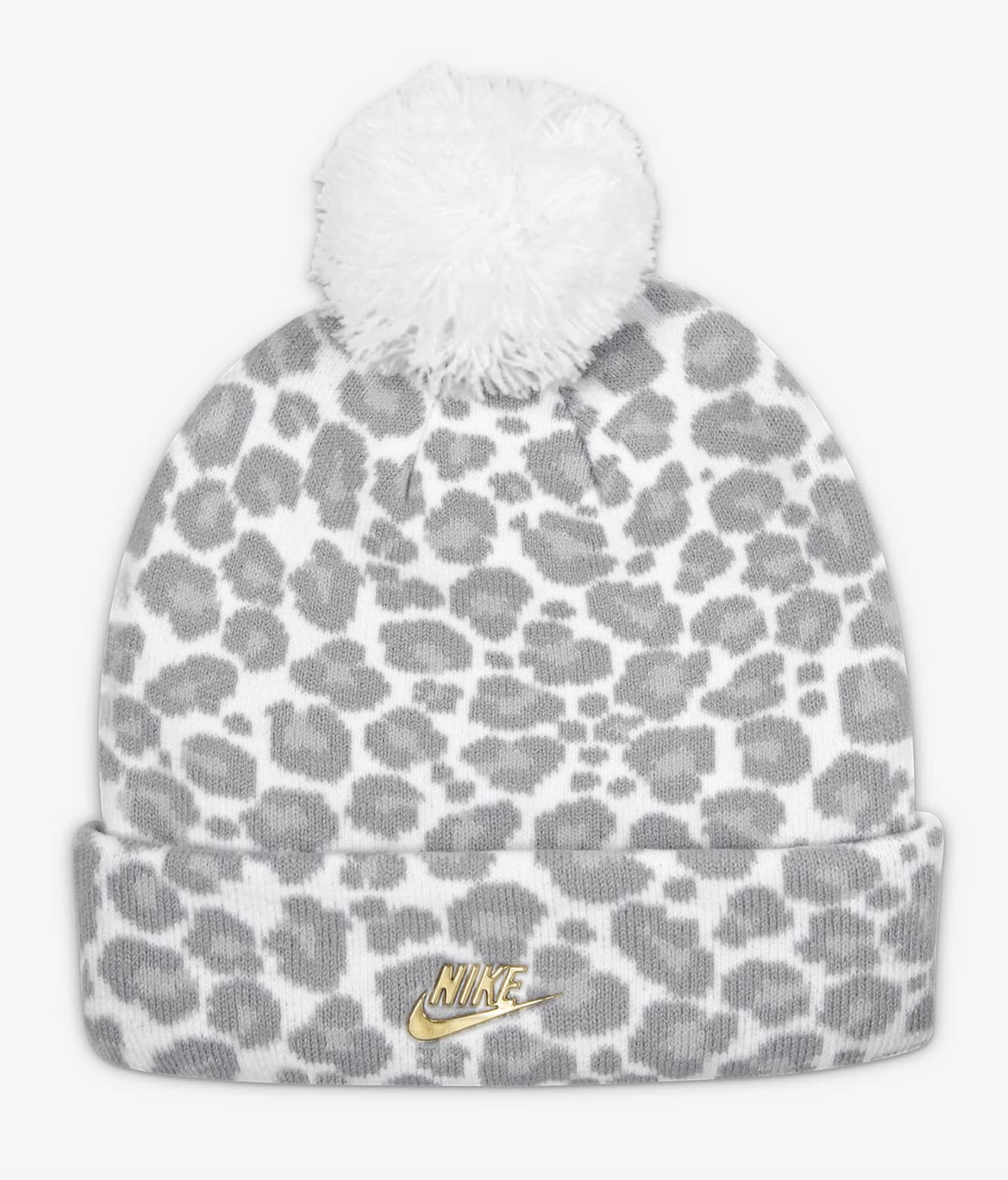 Nike Big Kids' Girls White/Gray Beanie and Gloves Set