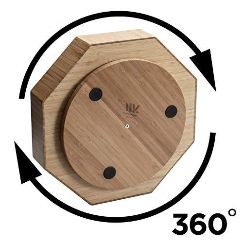 MobileVision Bamboo 360 Rotating Bathroom Toiletry & Cosmetic Spinning Tray for Countertops and Vanity with Lazy Susan Turntable, 10β Diameter with 2β Ledge