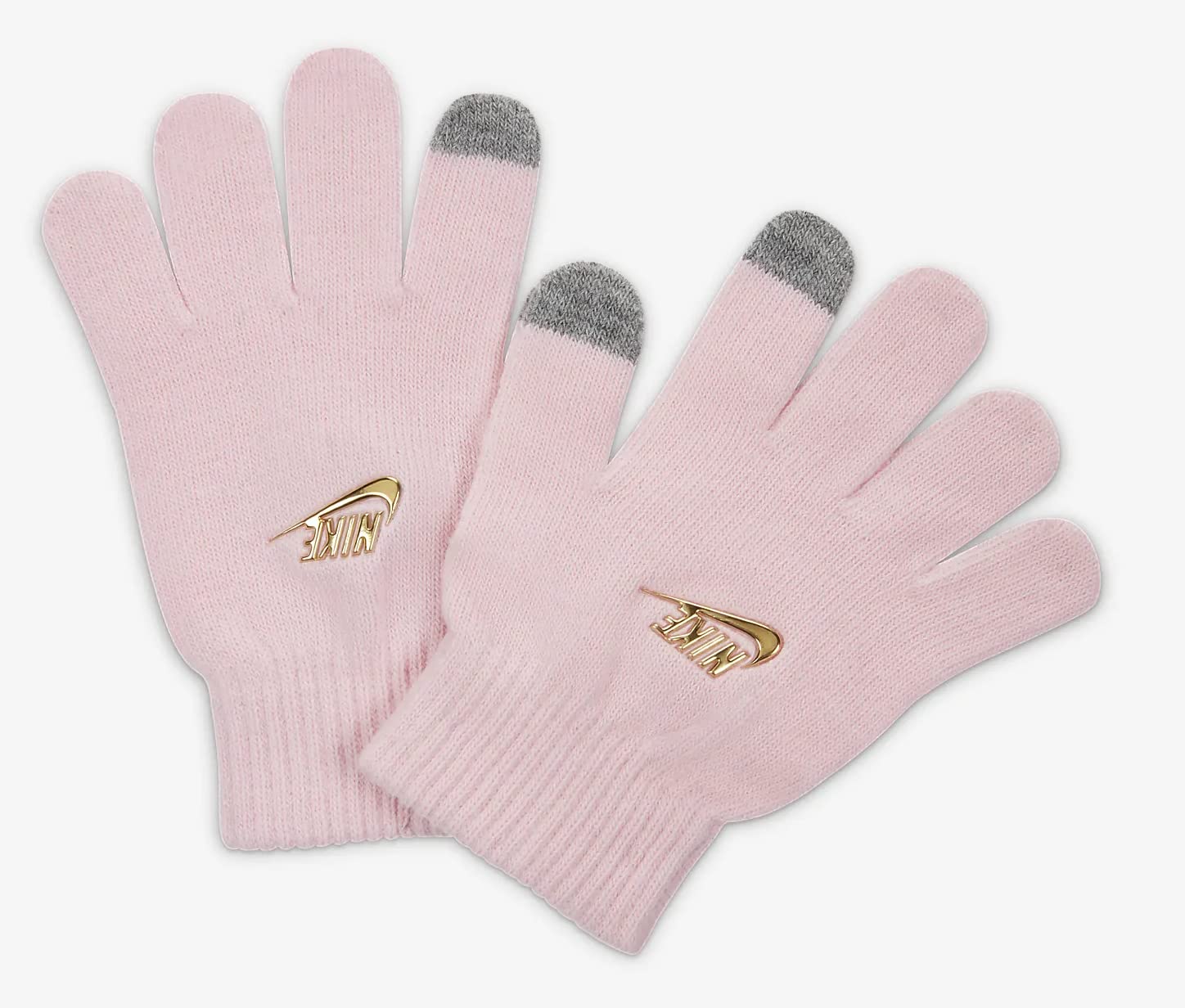 Nike Big Kids' Girls White/Gray Beanie and Gloves Set