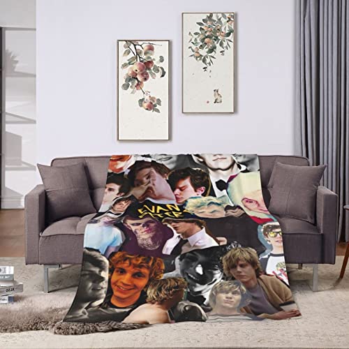 Evan Peters Collage Blanket Ultra-Soft Micro Fleece Blanket for Couch Bed Car Warm Throw Blanket Suitable for All Season