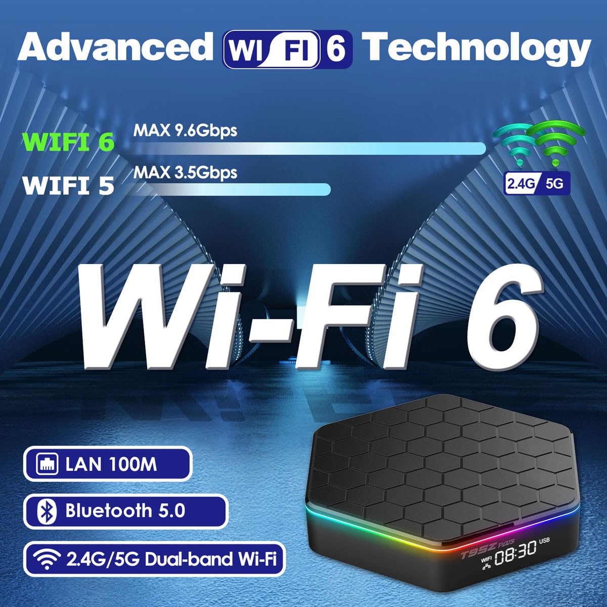 BL Android TV Box 12.0, 2023 Android TV Box 6K 4K Wi-Fi 6 2GB RAM 16GB ROM, T95Z Plus Android Box H618 Quad-core Cortex-A53 2.4G/5G Wi-Fi HDR10+ Bluetooth 5.0 Ethernet USB with Mini Wireless Keyboard