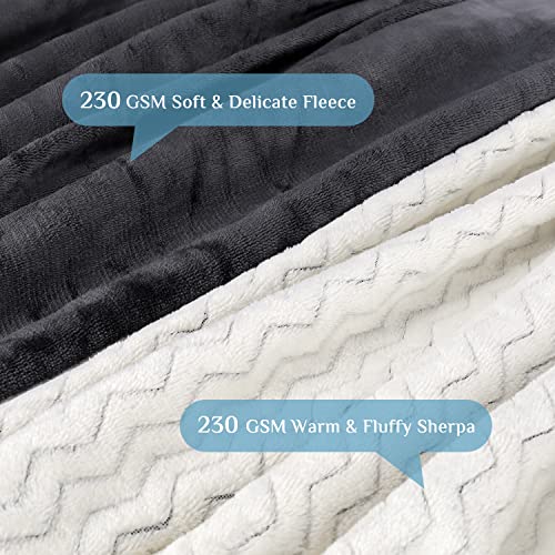 ONME Fleece Blanket, Sherpa Throw Blanket for Couch, Warm Blanket for Winter, Cozy Soft Plush 460GSM Weighted Twin Bed Blanket for Adults (Grey, 60”x 80”)
