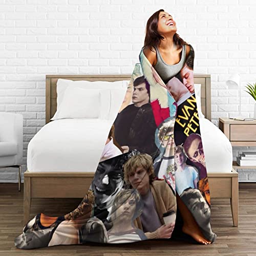Evan Peters Collage Blanket Ultra-Soft Micro Fleece Blanket for Couch Bed Car Warm Throw Blanket Suitable for All Season