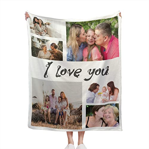 TUDERE Custom Blanket with Photo Text - Personalized Blanket for Baby Mother Father Adult Friends Lovers Dog Pets for Birthday Christmas Halloween Valentines, Memorial Gift