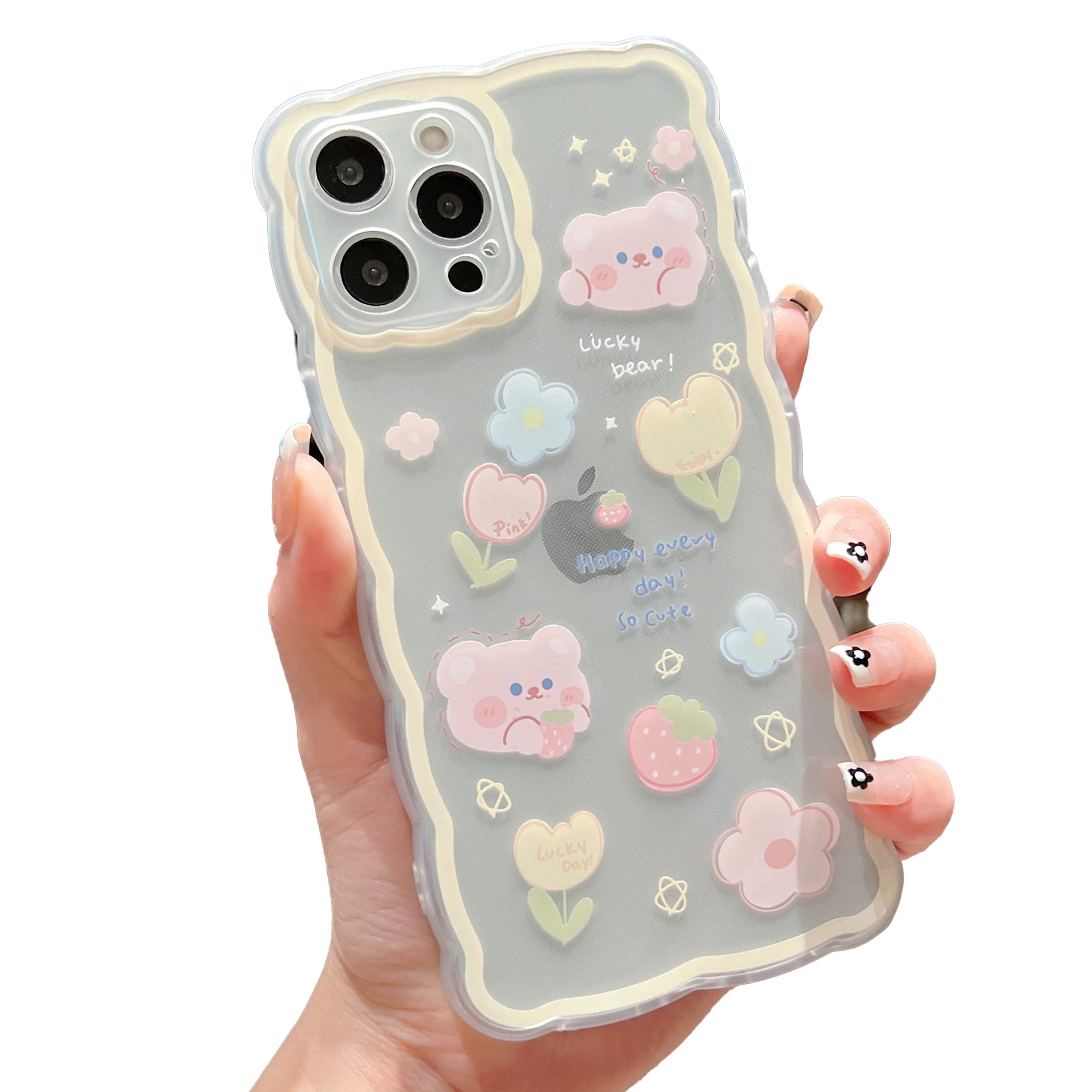 SZXYCZL Compatible with iPhone 13 Pro Max Case Cute Cartoon Floral Butterfly Design for Women Girls Aesthetic Kawaii Slim Soft TPU Transparent Cover for iPhone 13 Pro Max 6.7 inch £¨Yellow£©