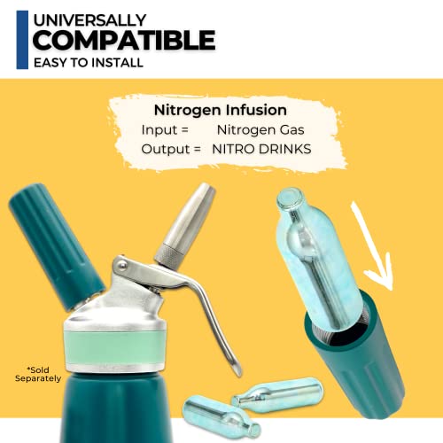 ICO 10pcs Nitrogen Cartridges N2 Cartridges for Coffee Beer Cold Brew Nitro Non-threaded Nitrogen Chargers 2g Chargers