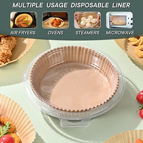 Air Fryer Liners Disposable 100PCS-6.3 inches, Tiktok Must Have for Kitchen, Unbleached Non-Stick Baking Parchment Sheet