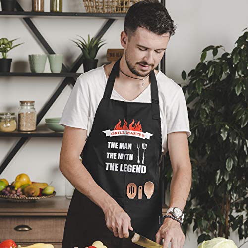 Funny apron for men, BBQ aprons for men, Grilling aprons, Chef cooking apron, with two tool pocket, Adjustable Neck Strap Waterproof and OilProof Best for Grilling, Birthday Gifts for Dad, Mens gifts.