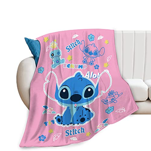 NAVAGMAN Stitch Blanket Stitch Gifts for Girls Stitch Throw Blanket for Kids Women Adults Stitch Cartoon Flannel Fleece Blankets for Couch Bed Sofa 40"x50"