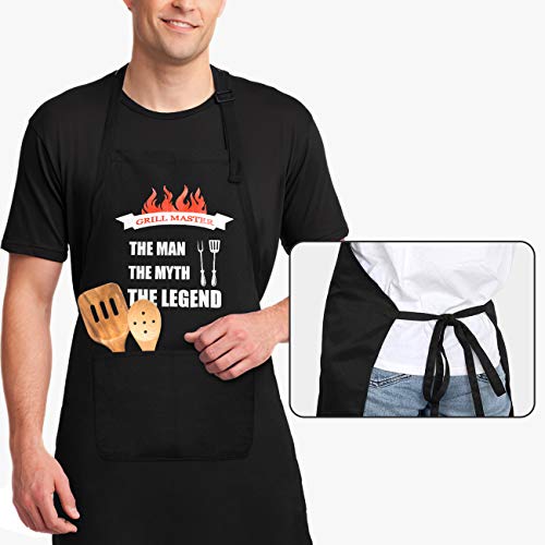 Funny apron for men, BBQ aprons for men, Grilling aprons, Chef cooking apron, with two tool pocket, Adjustable Neck Strap Waterproof and OilProof Best for Grilling, Birthday Gifts for Dad, Mens gifts.