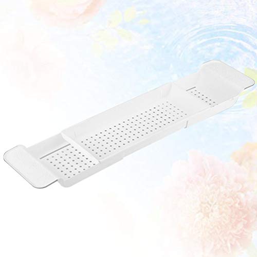 BESPORTBLE Expandable Bath Shelf Non Slip Grip Bath Tubs Shelf Adjustable Plastic Bathtub Caddy Bathtub Tray Over The Clawfoot Tub Rack for for Kitchen Bathroom Toilet White