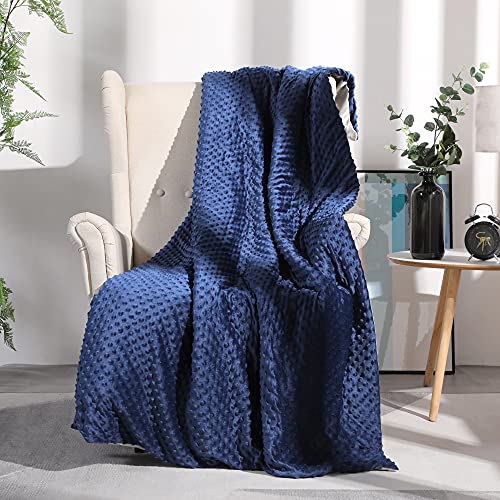 S agino Weighted Blanket & Removable Cover (15lbs, 60”x 80”)- 100% Oeko-Tex Certified Cotton Outer Layer & Premium Glass Beads, Including Weighted Eye Mask for Individual Use (~140lb)