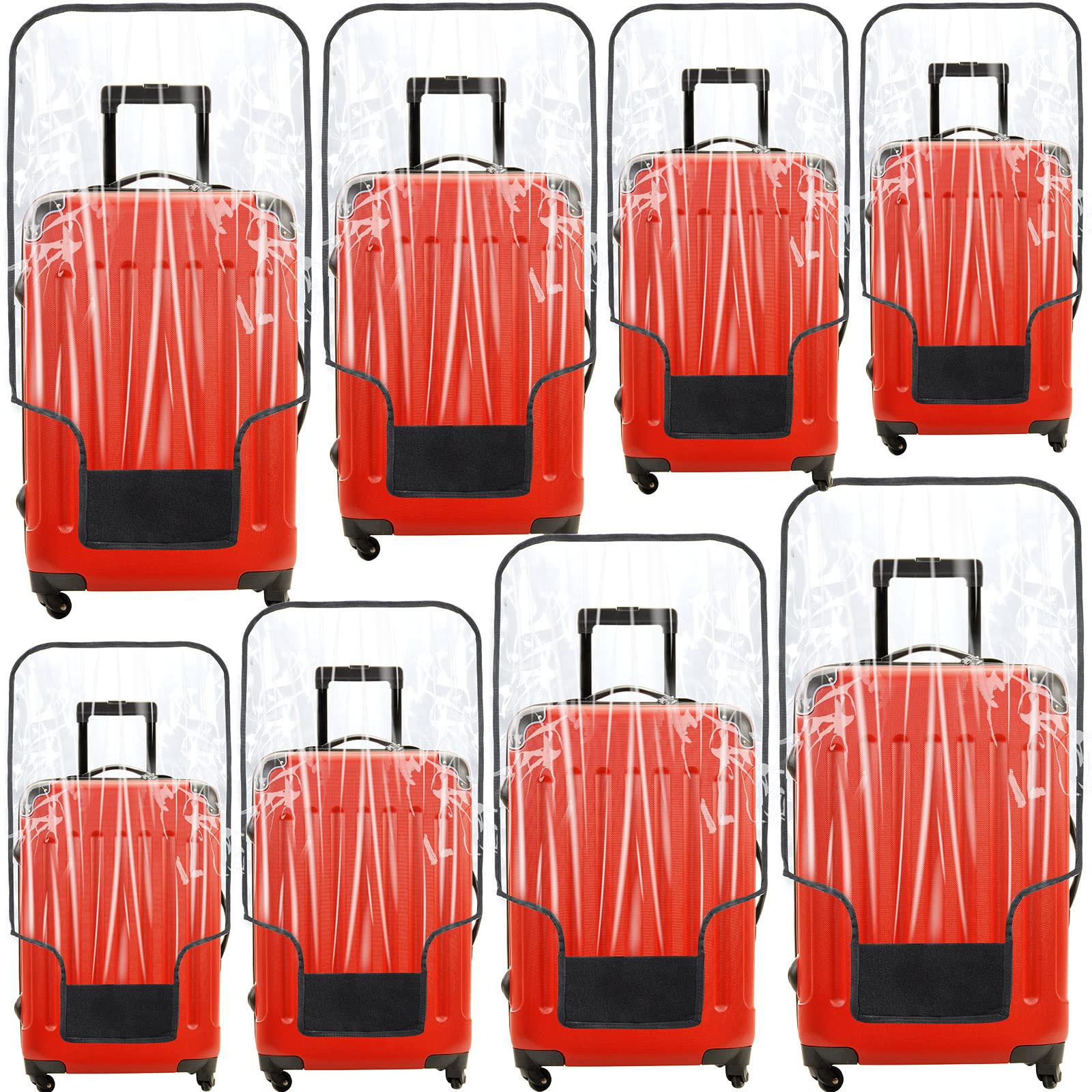 Reginary 8 Pieces Clear Luggage Cover PVC Waterproof Suitcase Cover Protector for Luggage Spinner Wheels Suitcase(20 Inches, 24 Inches, 28 Inches, 30 Inches)