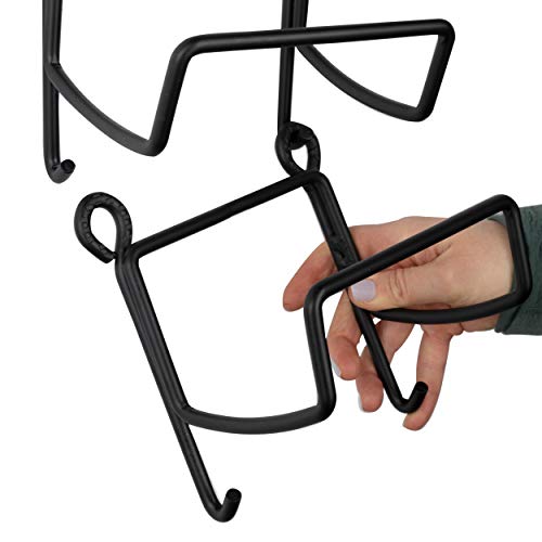 Wallniture Solid Wrought Iron Metal Towel Rack Holder – Wall Mount Rustic Home Decor - Bathroom Organizer Black Set of 3 (Straight Finish)
