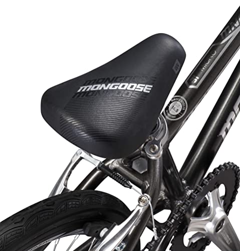Mongoose Title Micro BMX Race Bike, 20-inch Wheels, Beginner Riders, Lightweight Tectonic T1 Aluminum Frame and Internal Cable Routing, Charcoal