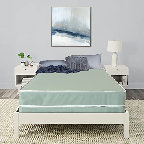 Mattress Solution 8-Inch Firm Double sided Tight top Waterproof Vinyl Innerspring Mattress and 4" Split Wood Traditional Box spring Set, Twin