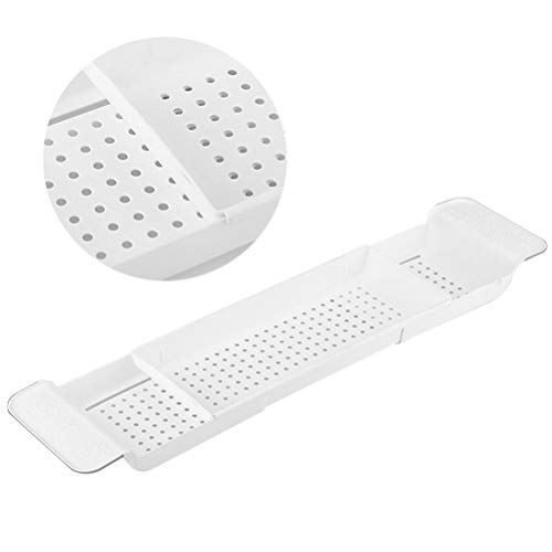 BESPORTBLE Expandable Bath Shelf Non Slip Grip Bath Tubs Shelf Adjustable Plastic Bathtub Caddy Bathtub Tray Over The Clawfoot Tub Rack for for Kitchen Bathroom Toilet White
