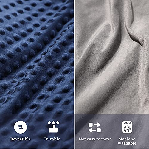 S agino Weighted Blanket & Removable Cover (15lbs, 60”x 80”)- 100% Oeko-Tex Certified Cotton Outer Layer & Premium Glass Beads, Including Weighted Eye Mask for Individual Use (~140lb)