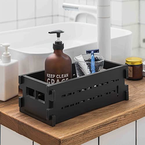 Toilet Paper Holder Storage,Toilet Paper Stand Fit for Small Spaces,Narrow Bathroom Cabinet with Small Storage Basket Great for Tiny Room,2 Bundle Black by AOJEZOR