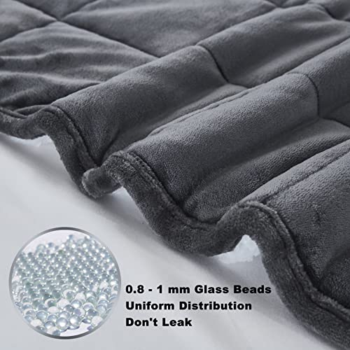 HOSUKKO Weighted Blanket - Grey 60"x80" 20lbs Flannel Sherpa Breathable Soft Warm Thick Heavy Blanket with Premium 0.8mm Glass Beads Big Winter Blanket Throw for Adult